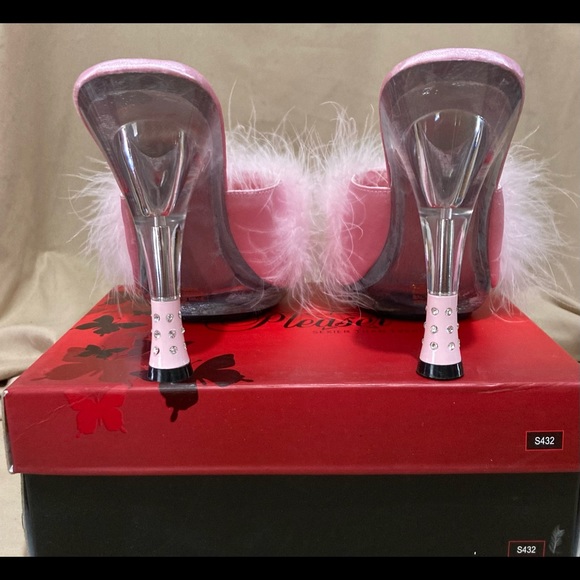 Pleaser | Shoes | New Pleaser Marabou Fur Rhinestone Heel Slide Mules ...